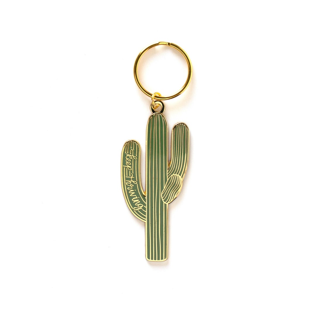 Keep Thriving Saguaro Cactus Enamel Keychain - Etsy