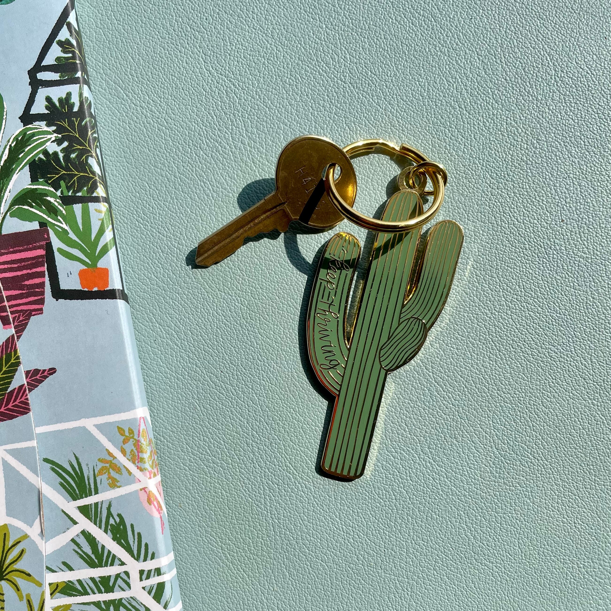 Keep Thriving Saguaro Cactus Enamel Keychain - Etsy