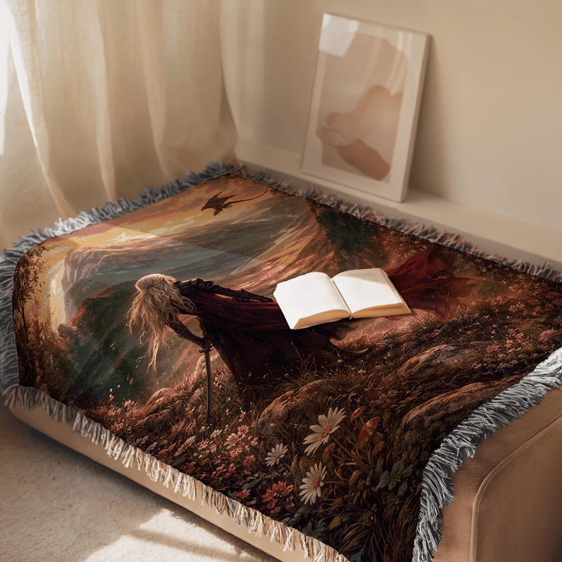 TOG Merch Blanket Throw, Fantasy Dragon Bookish Home Wall Art Tapestry ...