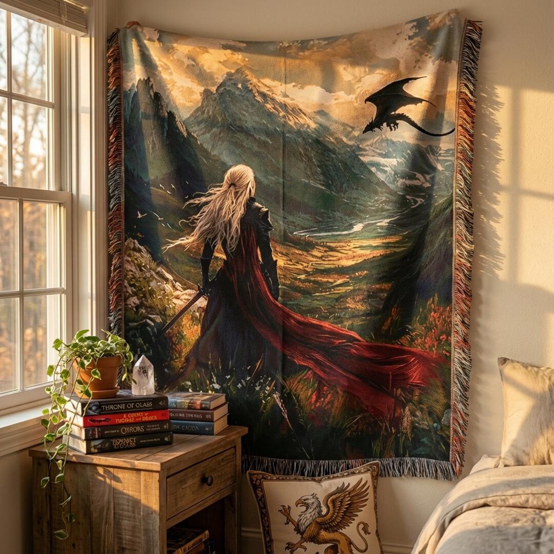 TOG Merch Blanket Throw, Fantasy Dragon Bookish Home Wall Art Tapestry ...