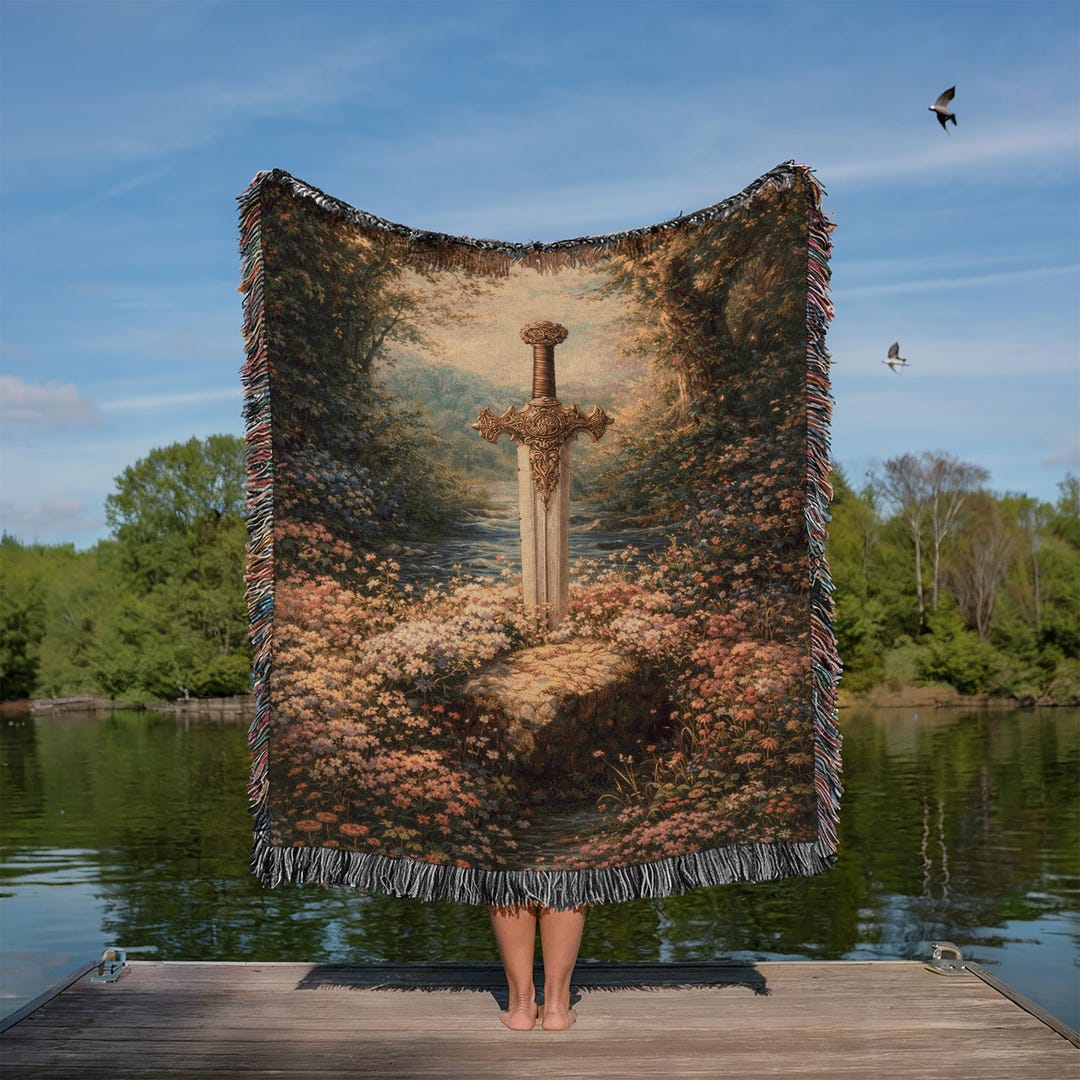 Medieval Sword Tapestry Wall Hanging, Cottagecore Light Fantasy Woven ...