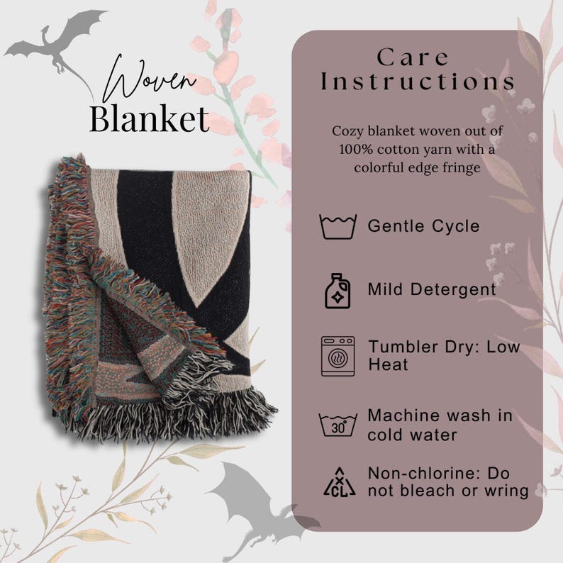 TOG Merch Blanket Throw, Fantasy Dragon Bookish Home Wall Art Tapestry ...