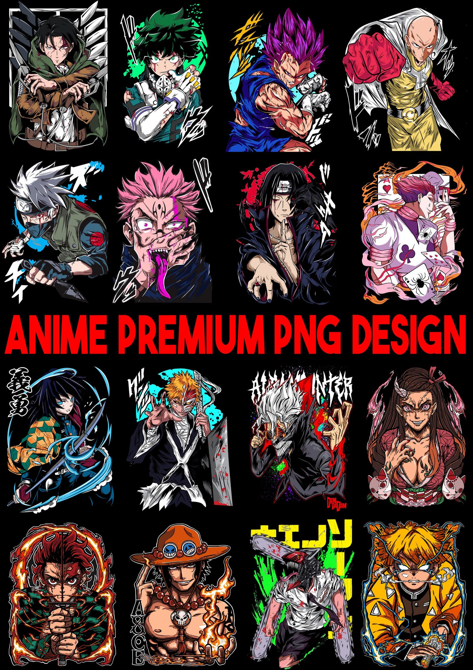Anime Exclusive Design Bundle | HQ PNG Graphics | Digital Download Pack ...