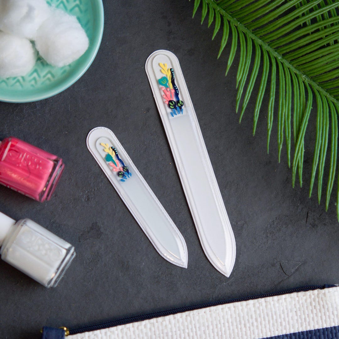 Ocean Reef Glass Nail File 2 Piece Gift Set | Hand-painted Coral Reef ...