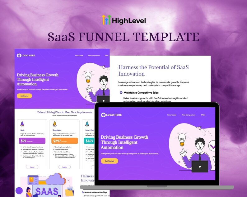 Ultimate Saas Funnel Template for Gohighlevel | Tech Startup Website ...
