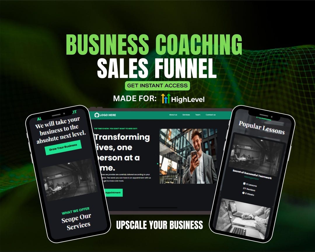 Business Coaching Gohighlevel Funnel Template | 3-step Sales Funnel ...