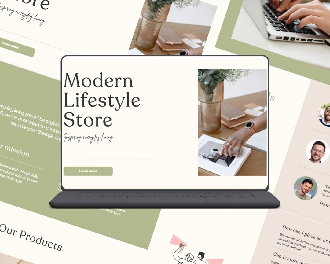 Modern Lifestyle Canva Website Template | Sage Green Bio Link | Boho ...