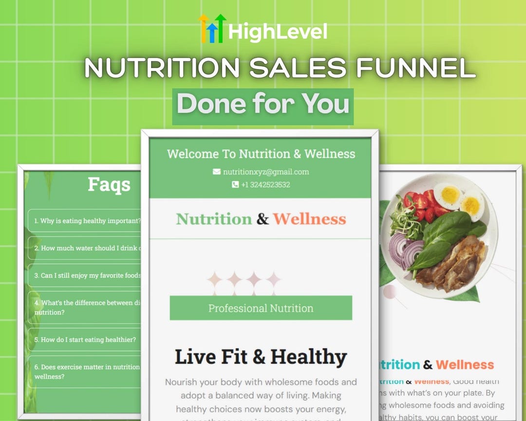 Gohighlevel Funnel Template for Nutrition & Wellness Diet | 3-step ...
