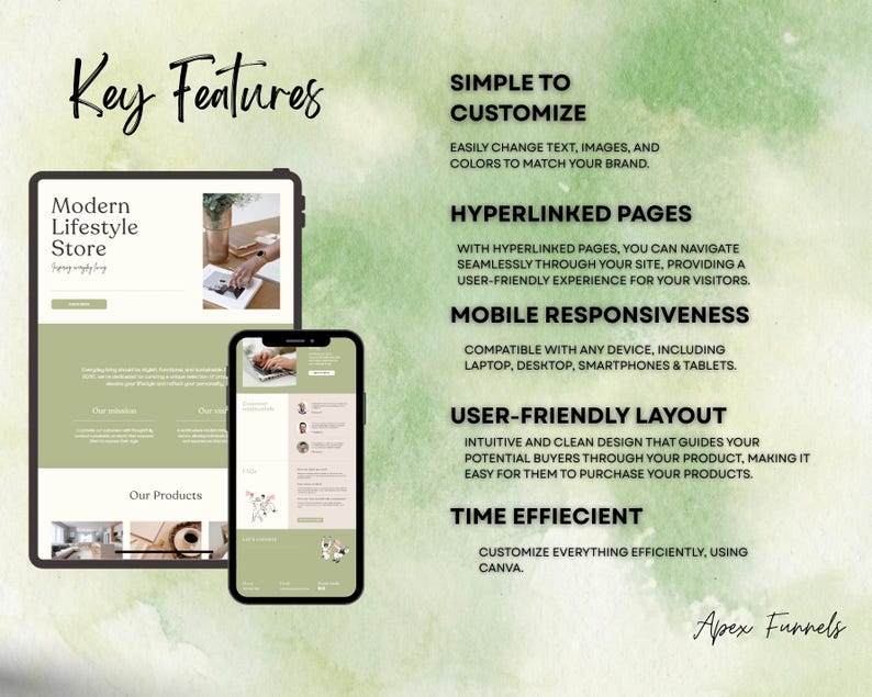 Modern Lifestyle Canva Website Template | Sage Green Bio Link | Boho ...