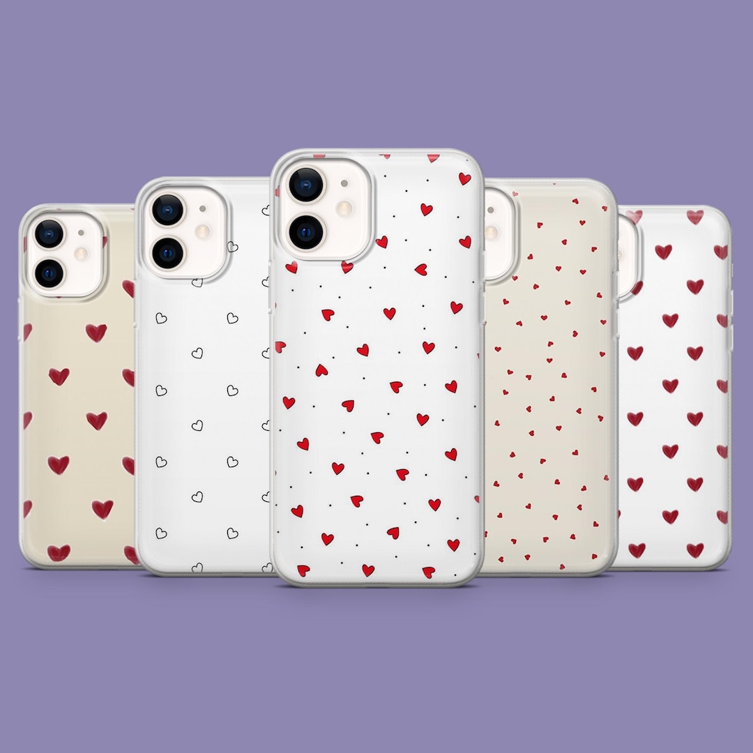 Cute Hearts Phone Case Red Love Cover for iPhone 17, 17pro, 16, 15, 14 ...