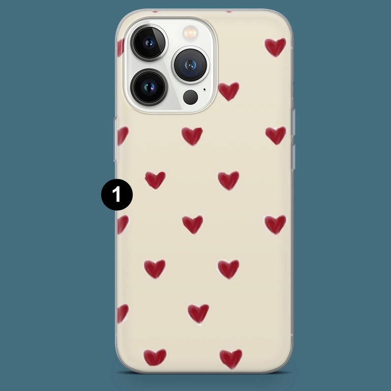Cute Hearts Phone Case Red Love Cover for iPhone 17, 17pro, 16, 15, 14 ...