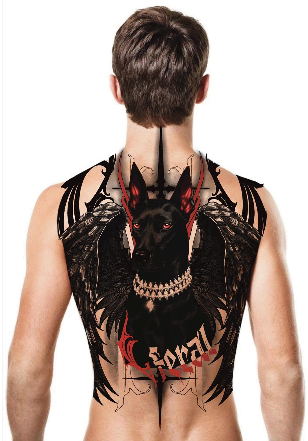 Cyber Gothic Doberman Tattoo Design | Y2K Half Back (procreate + A3 ...