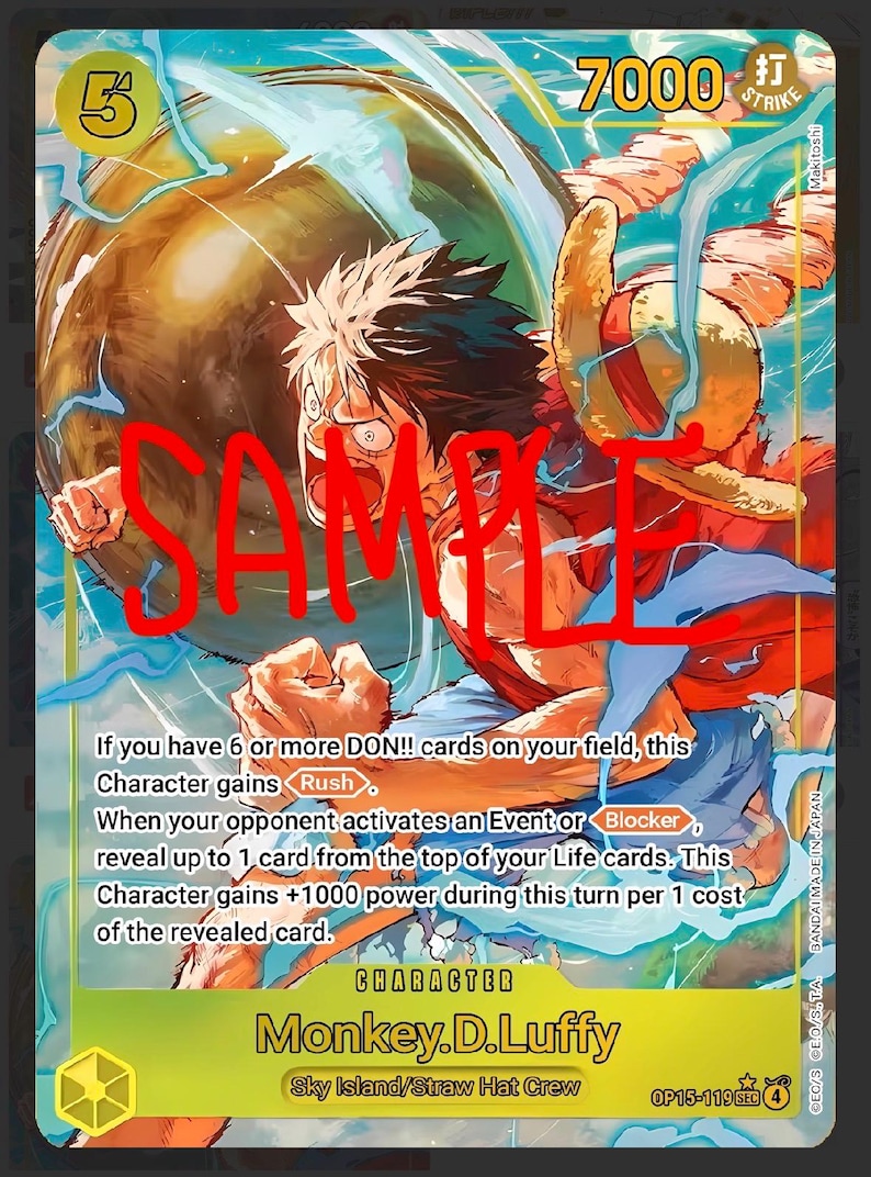 Monkey.d.luffy Alt Art Sec Op15-119 PROXY Playset (4x Copies) One Piece ...