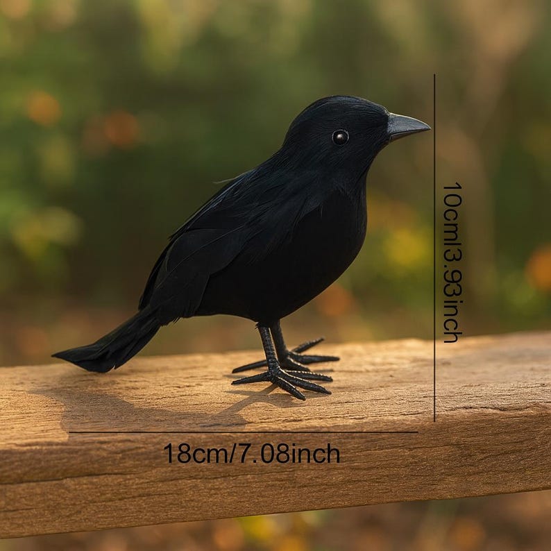 Set of 3 Realistic Decorative Crows – Black Birds Halloween Fall Décor ...