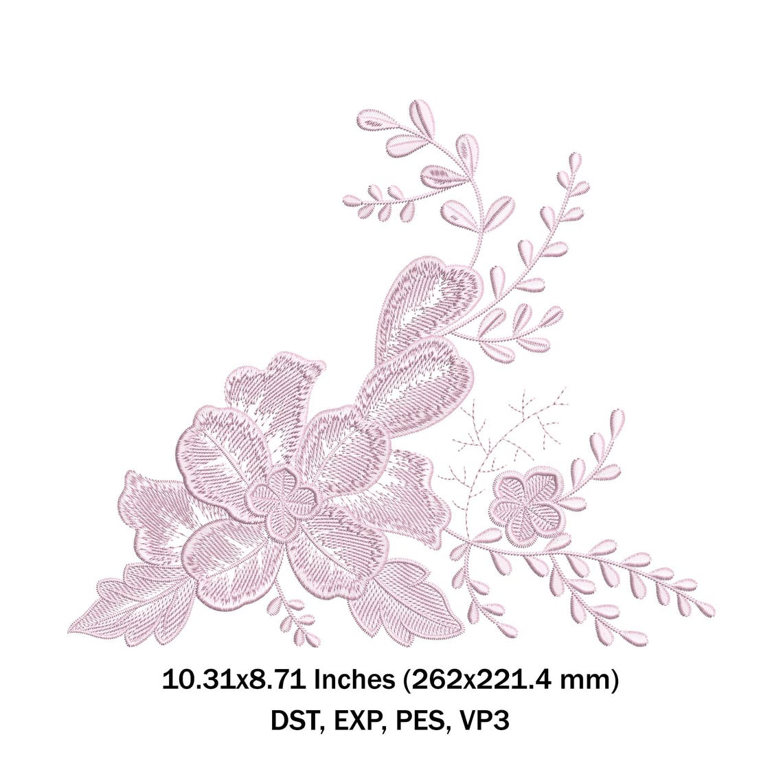 Large Lace Flowers Set | Floral Embroidery Design | 5 Unique Botanical ...