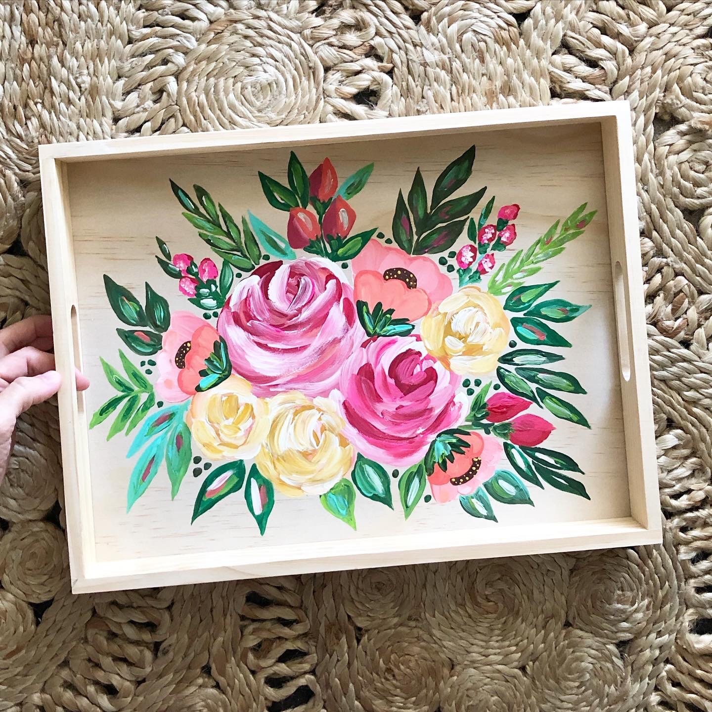 Floral Wooden Tray - Etsy