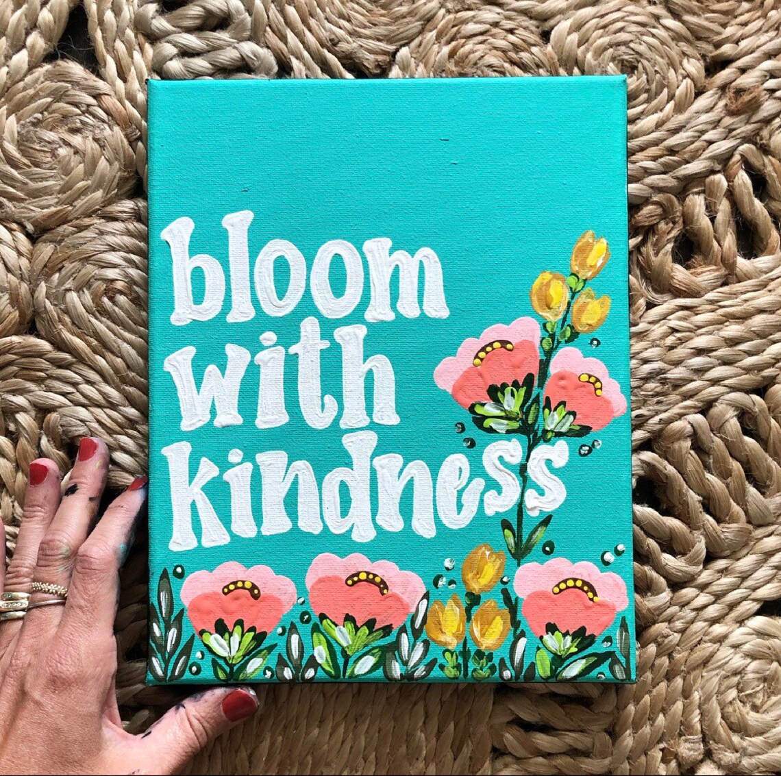Bloom With Kindness Be Sweet Cute Painting Floral Sign - Etsy