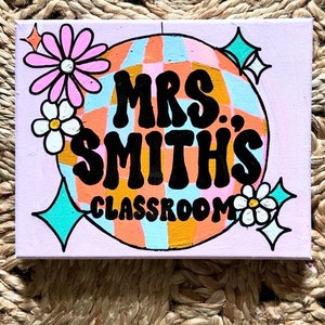 Custom Teacher Sign Groovy Disco 70s Vintage Sign - Etsy