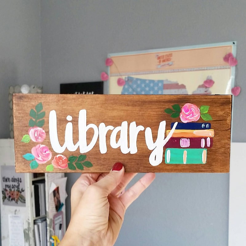 Library Sign - Etsy