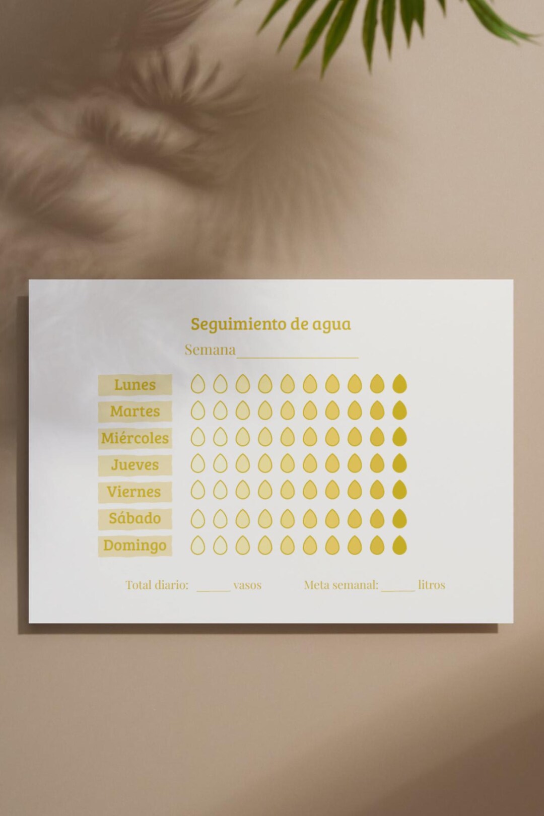 Printable Water Sheet in Spanish | Golden Morning Water Tracker | A4 ...