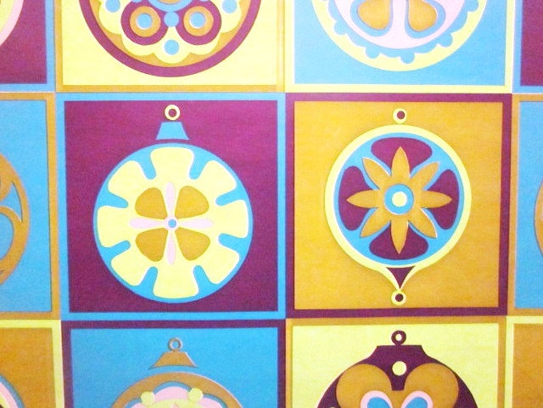 Vintage Wrapping Paper Modern Christmas Ornaments Holiday Season Full ...