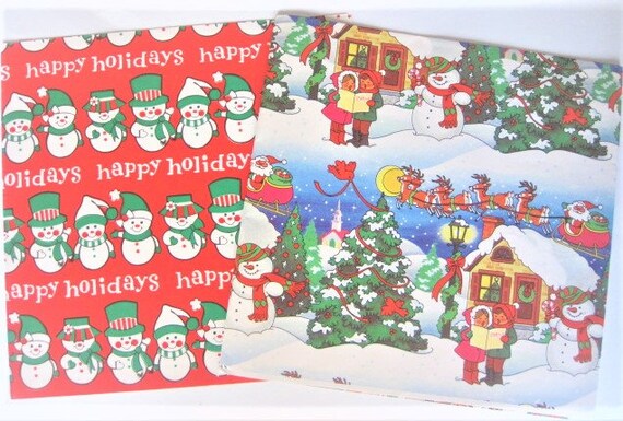 Paper & Party Supplies Christmas Gift Wrap One Sheet Snowman Snowball ...