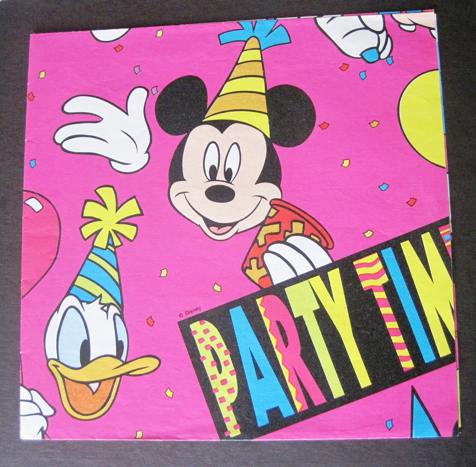 Vintage Wrapping Paper Disney Birthday Full Sheet Gift Wrap Party Time ...