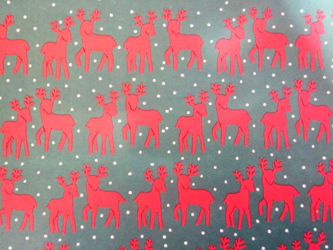 Vintage Wrapping Paper Reindeer Herd Gift Wrap Full Sheet - Etsy
