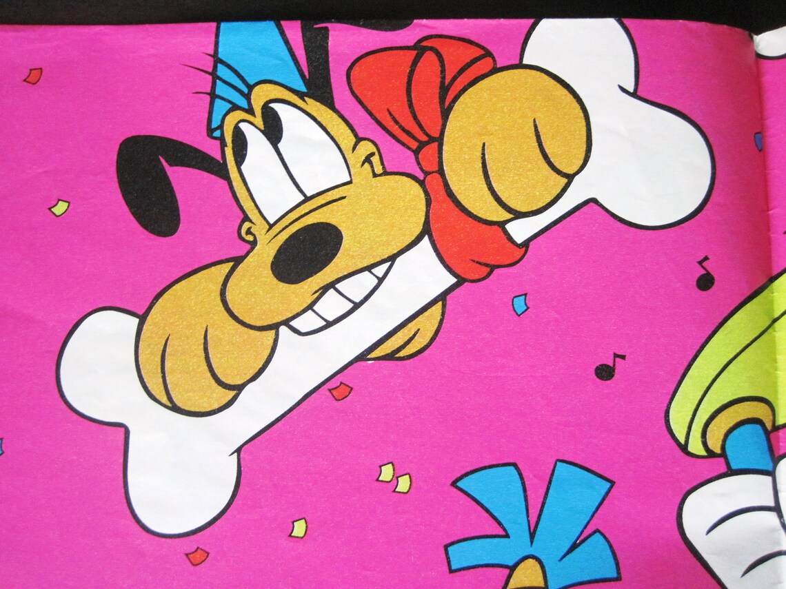 Vintage Wrapping Paper Disney Birthday Full Sheet Gift Wrap Party Time ...