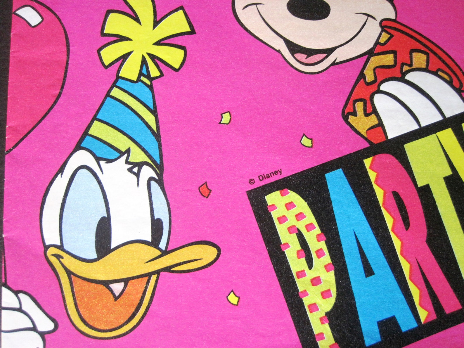 Vintage Wrapping Paper Disney Birthday Full Sheet Gift Wrap Party Time ...