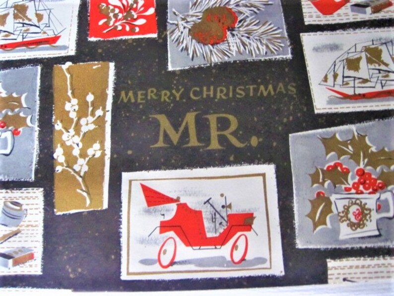 Vintage Wrapping Paper for Him Merry Christmas - Etsy