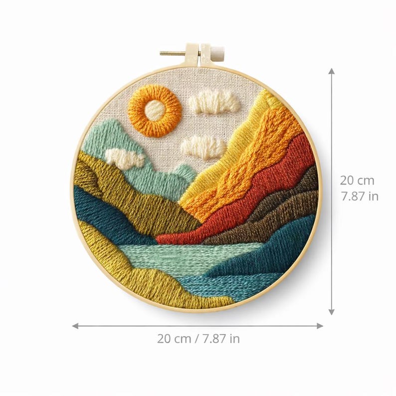 Sunset Landscape Embroidery Hoop Art | Hand Embroidered Wall Decor - Etsy