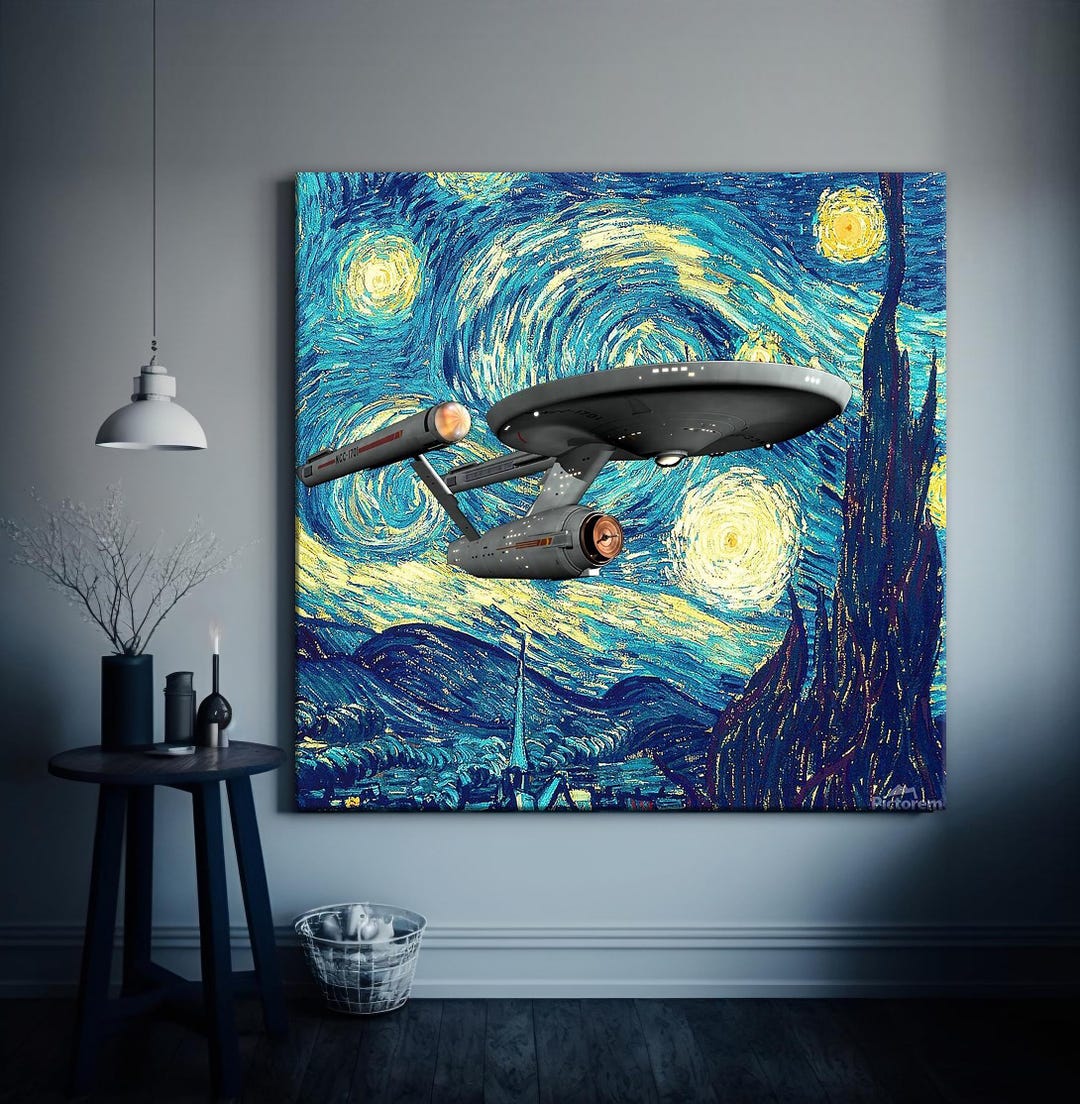 Star Trek Starship USS Enterprise in Van Gogh's Starry Night Canvas ...