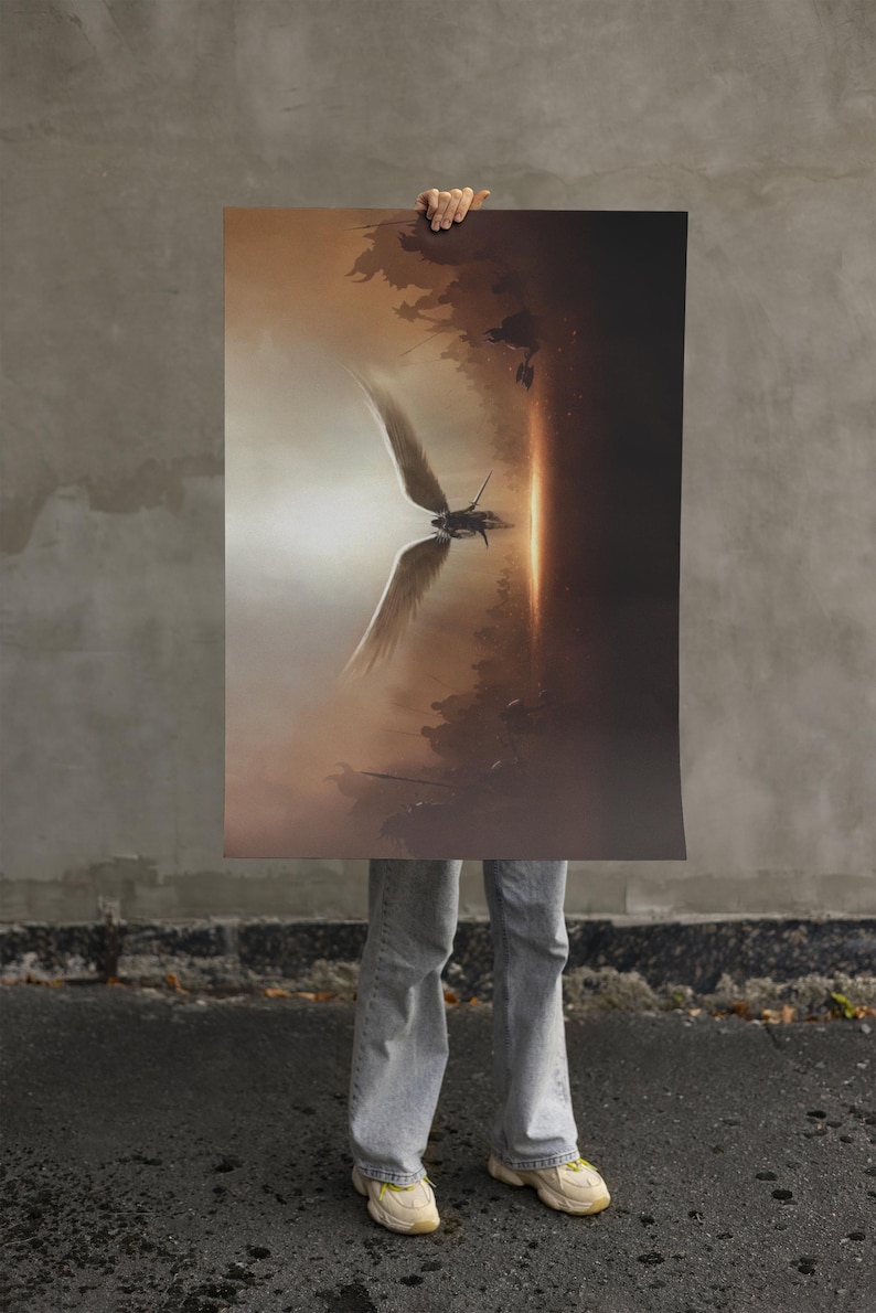 Archangel Michael Poster , Warrior Angel Canvas Wall Art, Archangel ...