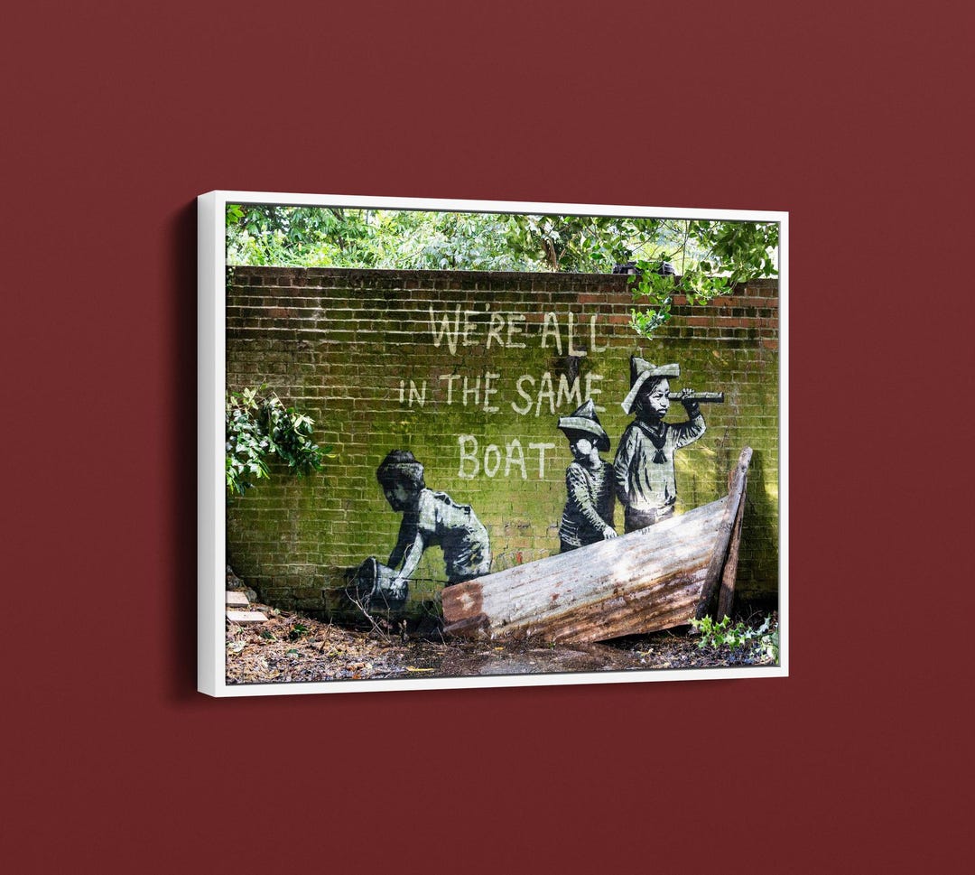 Banksy Same Boat Canvas Wall Art, Iconic Spraycation Street Art ...
