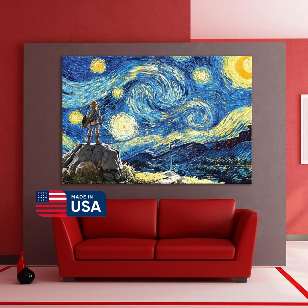 The Legend of Zelda Starry Night Canvas,legend of Zelda Link Zelda Art ...