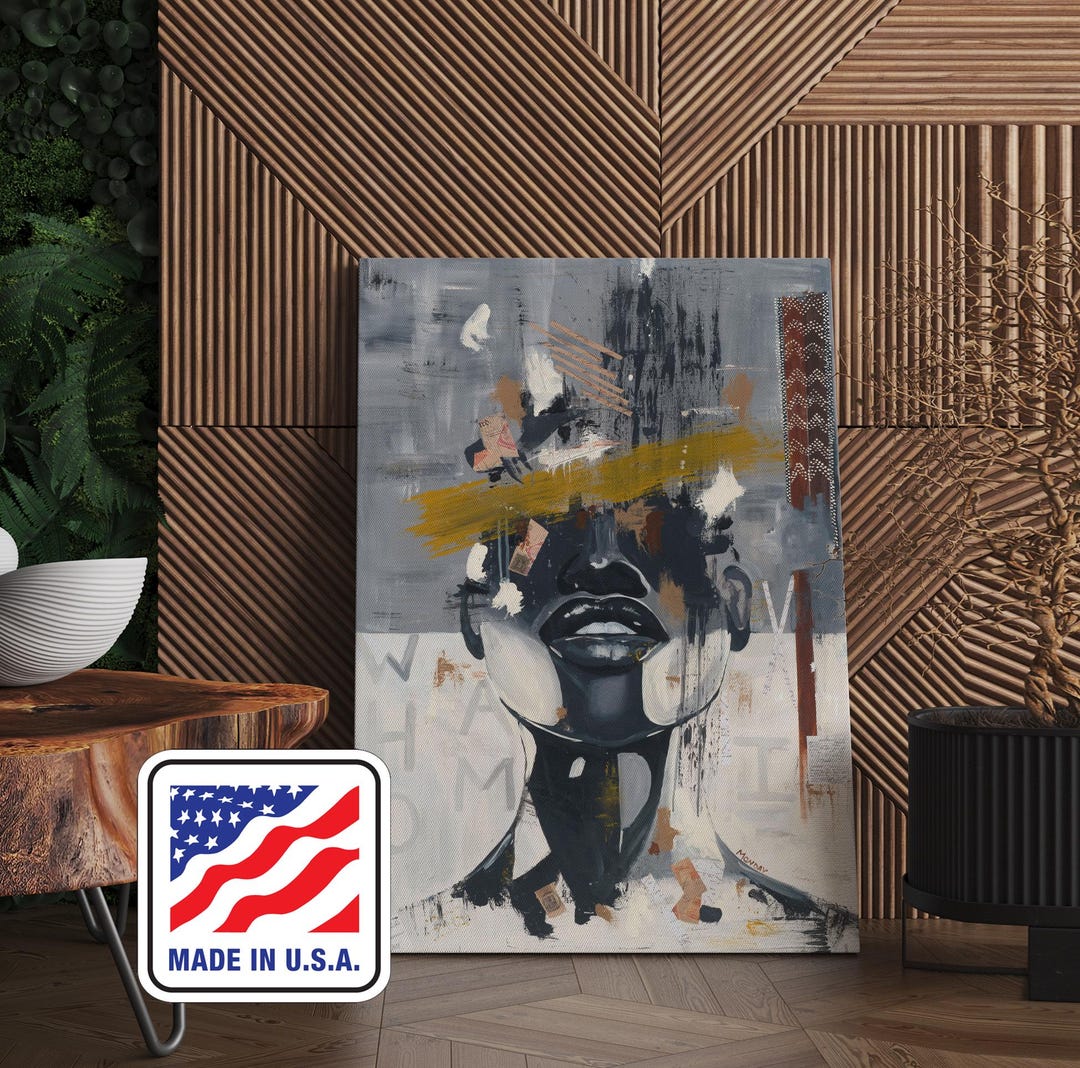 Afro African Abstract Oil Paint Printing Print, Woman Face Canvas ...