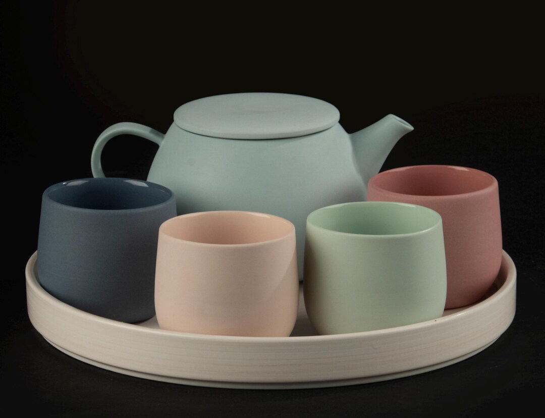 6-piece Tea Set - Matte & Glazed Porcelain - Pastel Colors - Etsy