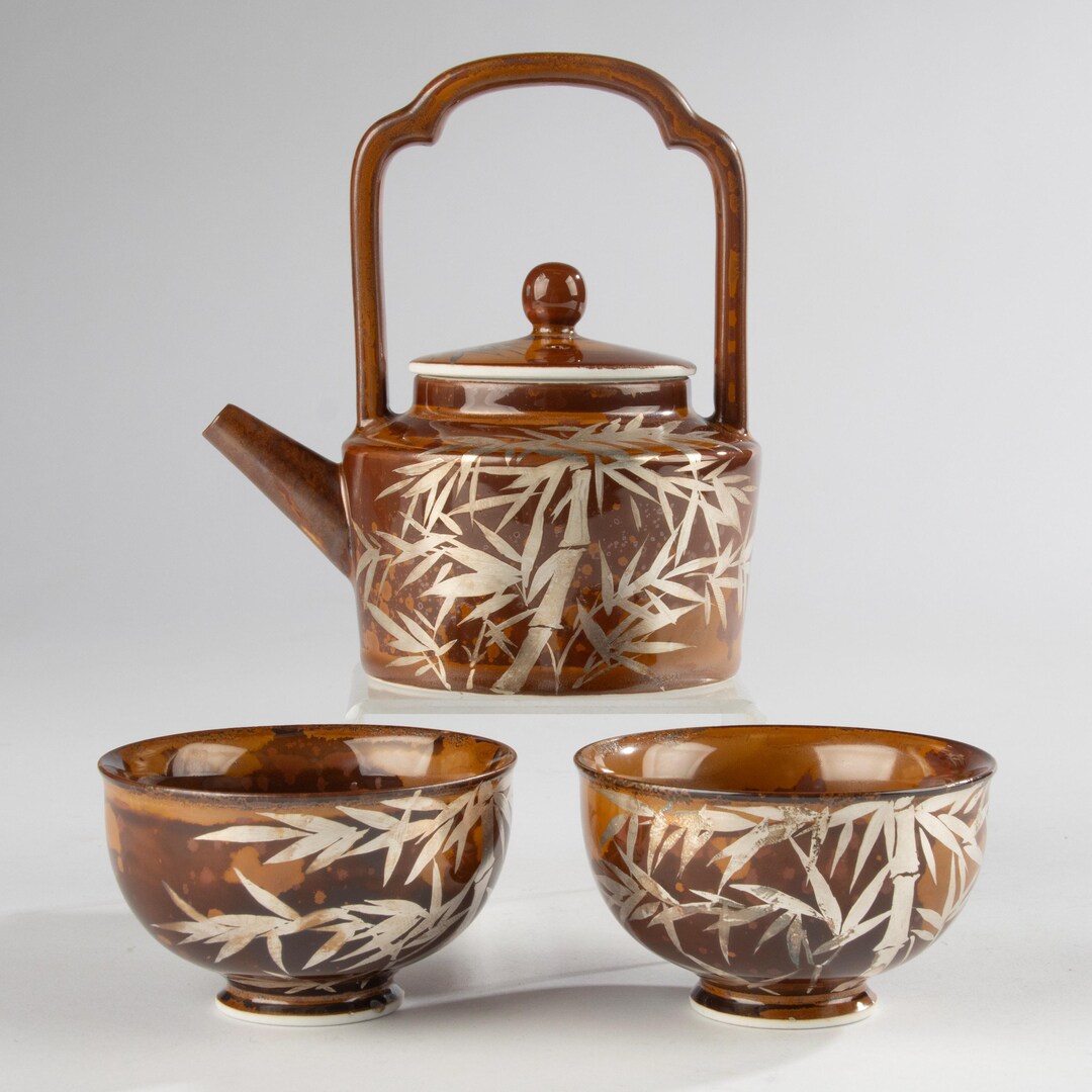3-piece Handmade Traditional Tea Set - Porcelain With Inlaid Silver - Etsy