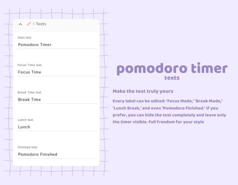 Customizable Pomodoro Widget | Focus & Break Timer | Coworking ...