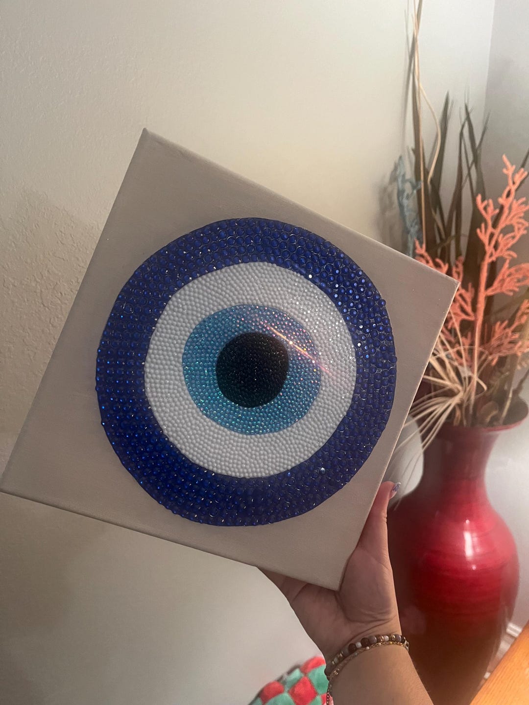 Bedazzled Evil Eye Painted Canvas - Etsy