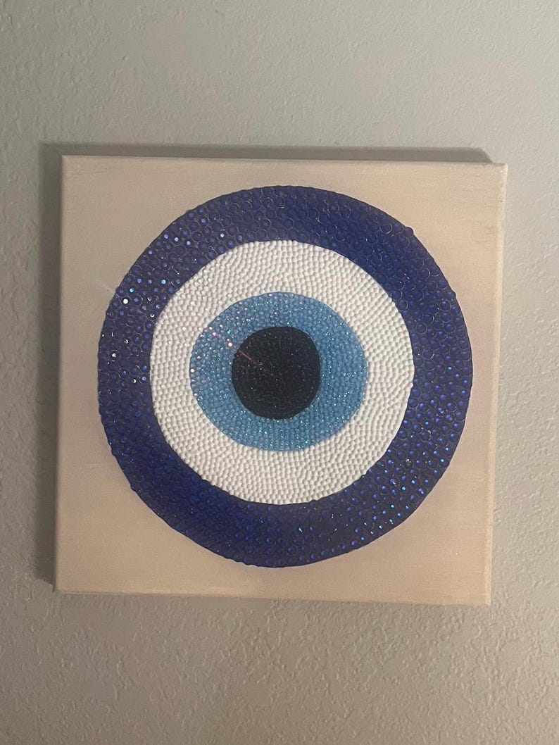 Bedazzled Evil Eye Painted Canvas - Etsy