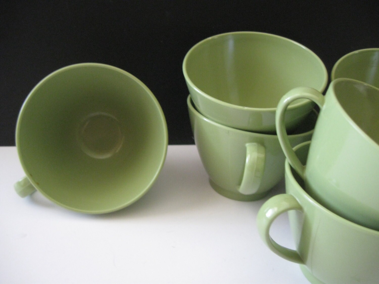 Vintage Lenotex Melamine Cups Set of 8 Green Melmac Coffee Cups Tea ...