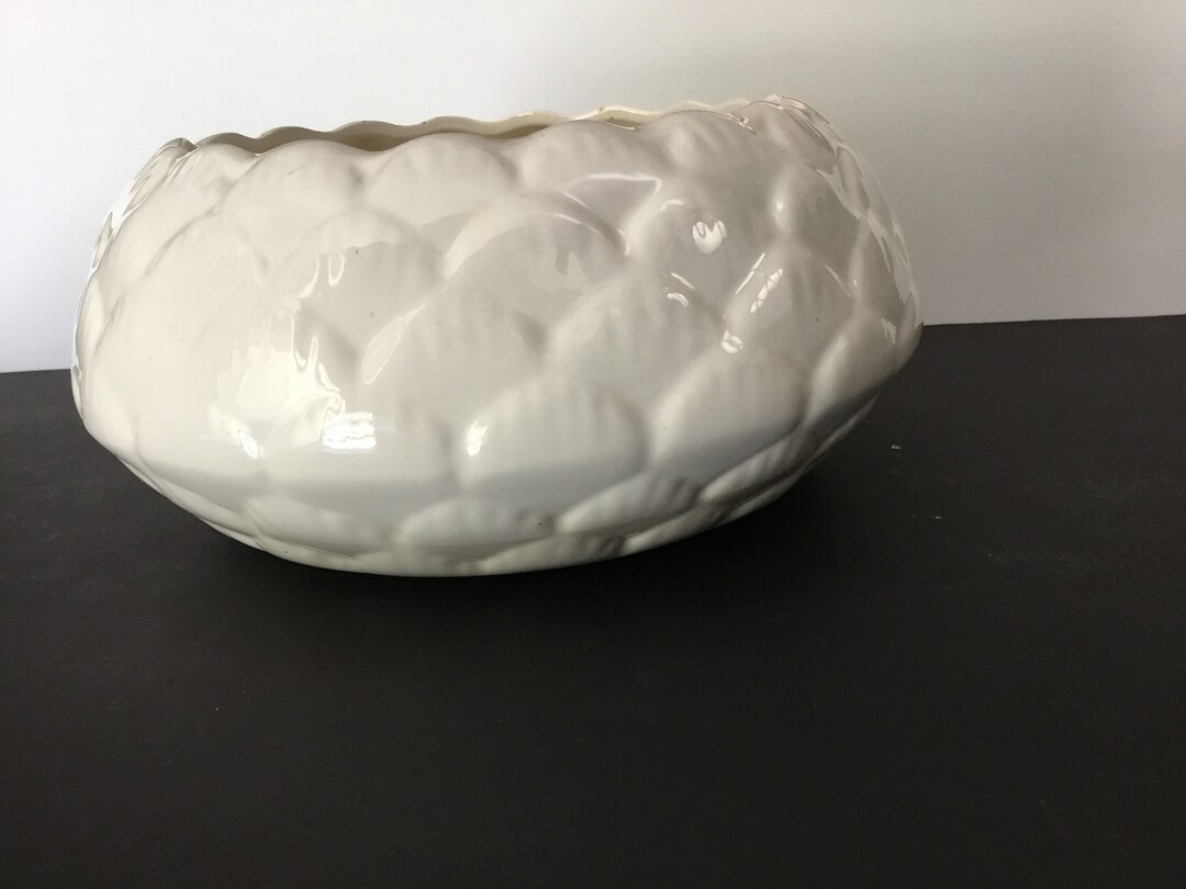 Large Ivory Artichoke Bowl Judy of California Pottery J2 USA Planter or ...