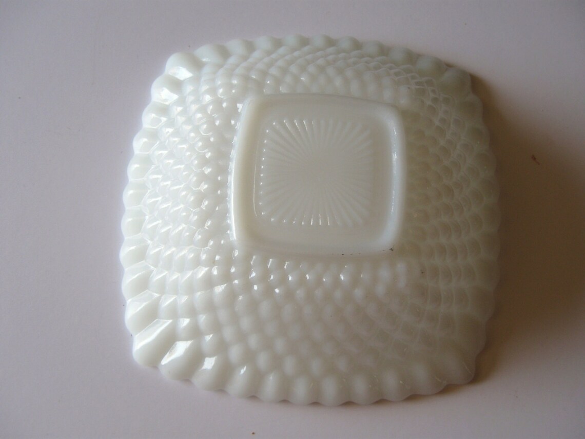 Vintage Milk Glass Square Dish: Teardrop Bubble Design - Etsy