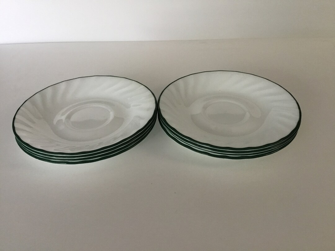 Vintage Corningware Corelle Callaway Ivy Pattern White Green Saucers ...