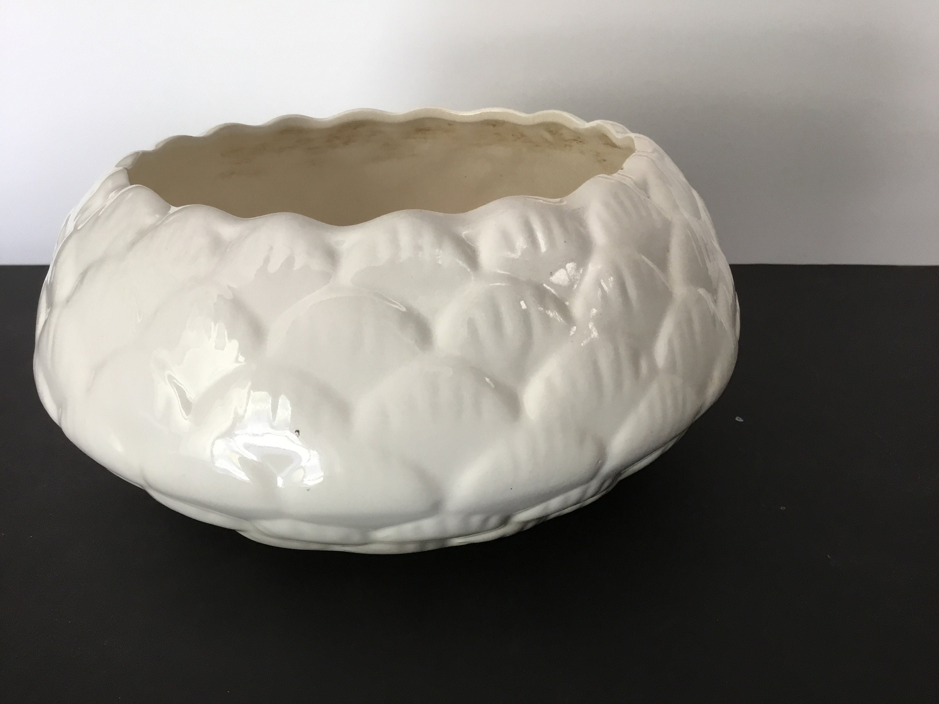 Large Ivory Artichoke Bowl Judy of California Pottery J2 USA - Etsy