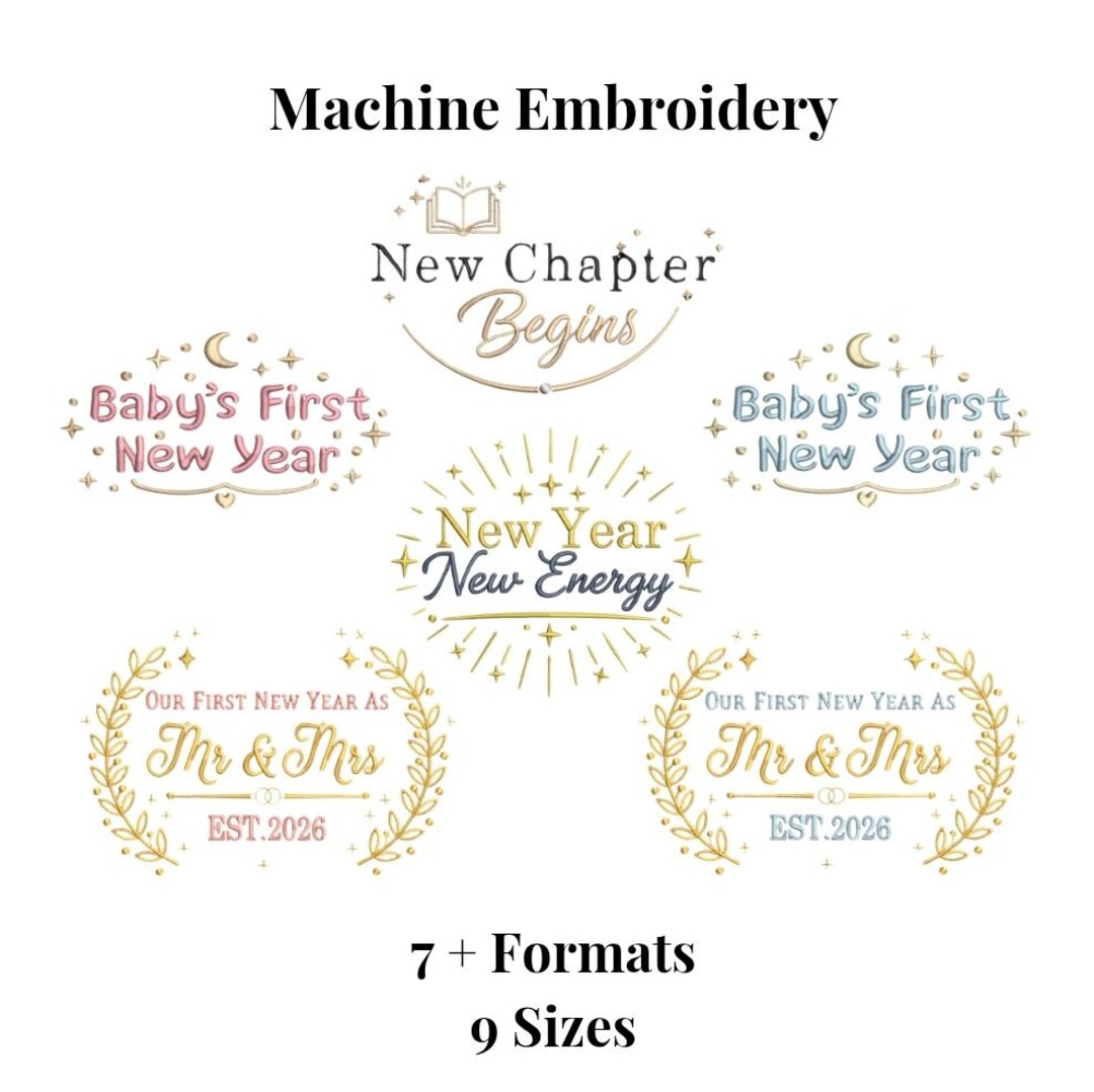 New Year Embroidery Designs | Baby, Mr & Mrs (machine File) - Etsy