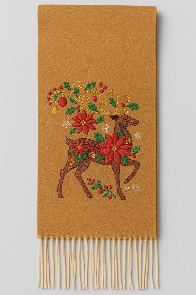 Christmas Reindeer Embroidery Design | Vintage Holiday Stitch (pes, Dst, Vp3, Exp, Jef, Hus, Pdf ...