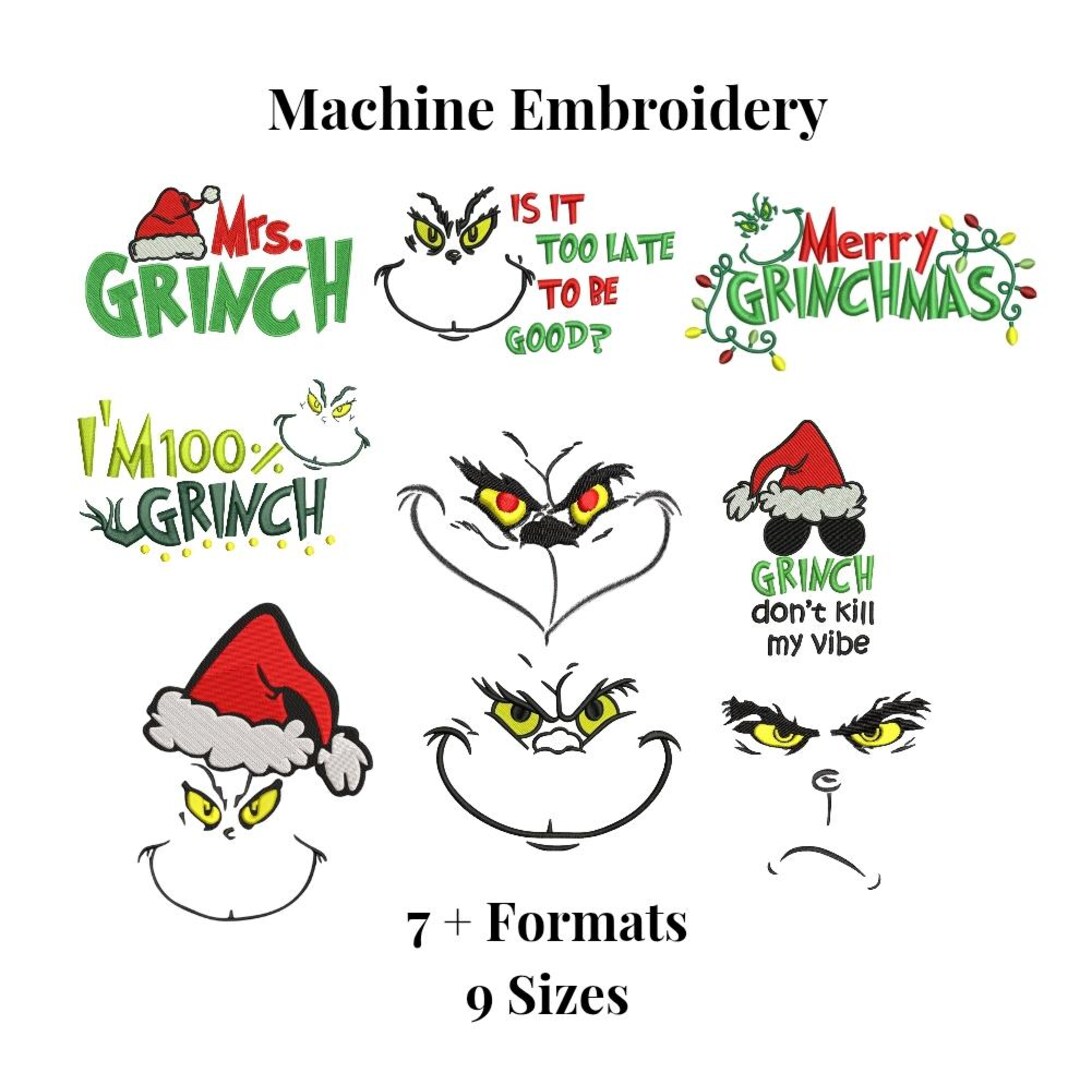 Grinch Hilarious Face and Quote Christmas Machine Embroidery Design ...